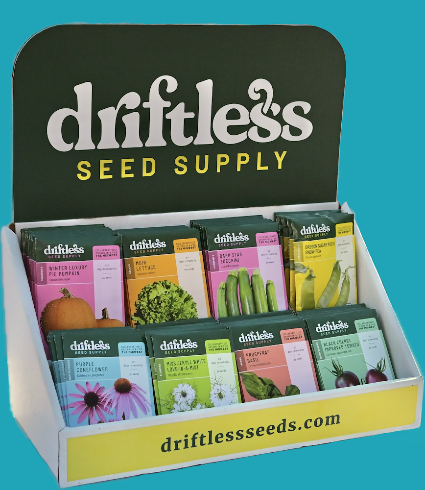 Driftless Seed Supply Countertop Display 8 Variety - PRE-FILLED